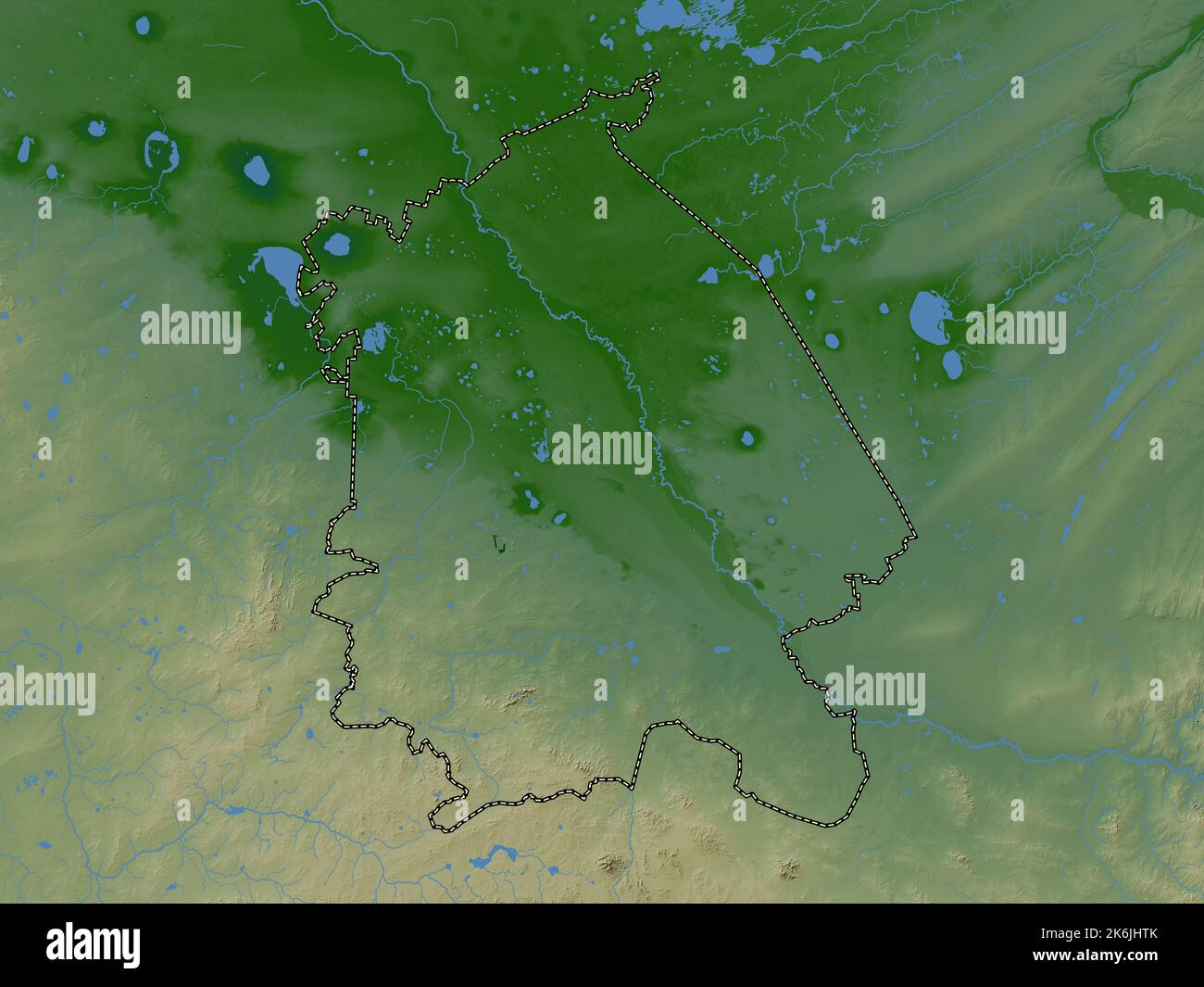 Pavlodar, region of Kazakhstan. Colored elevation map with lakes and ...