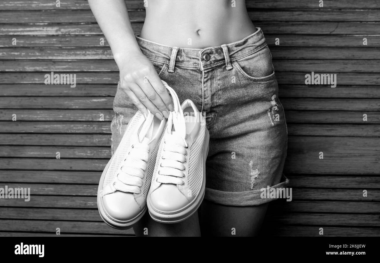 Pink running shoes Black and White Stock Photos & Images - Alamy