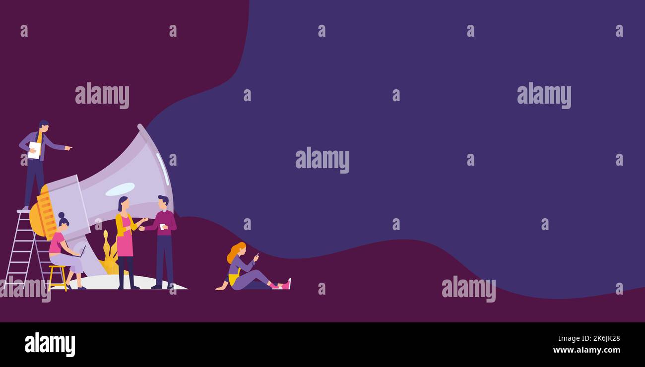 Group Of People Drawing Holding Their Megaphones Talking And Sharing ...