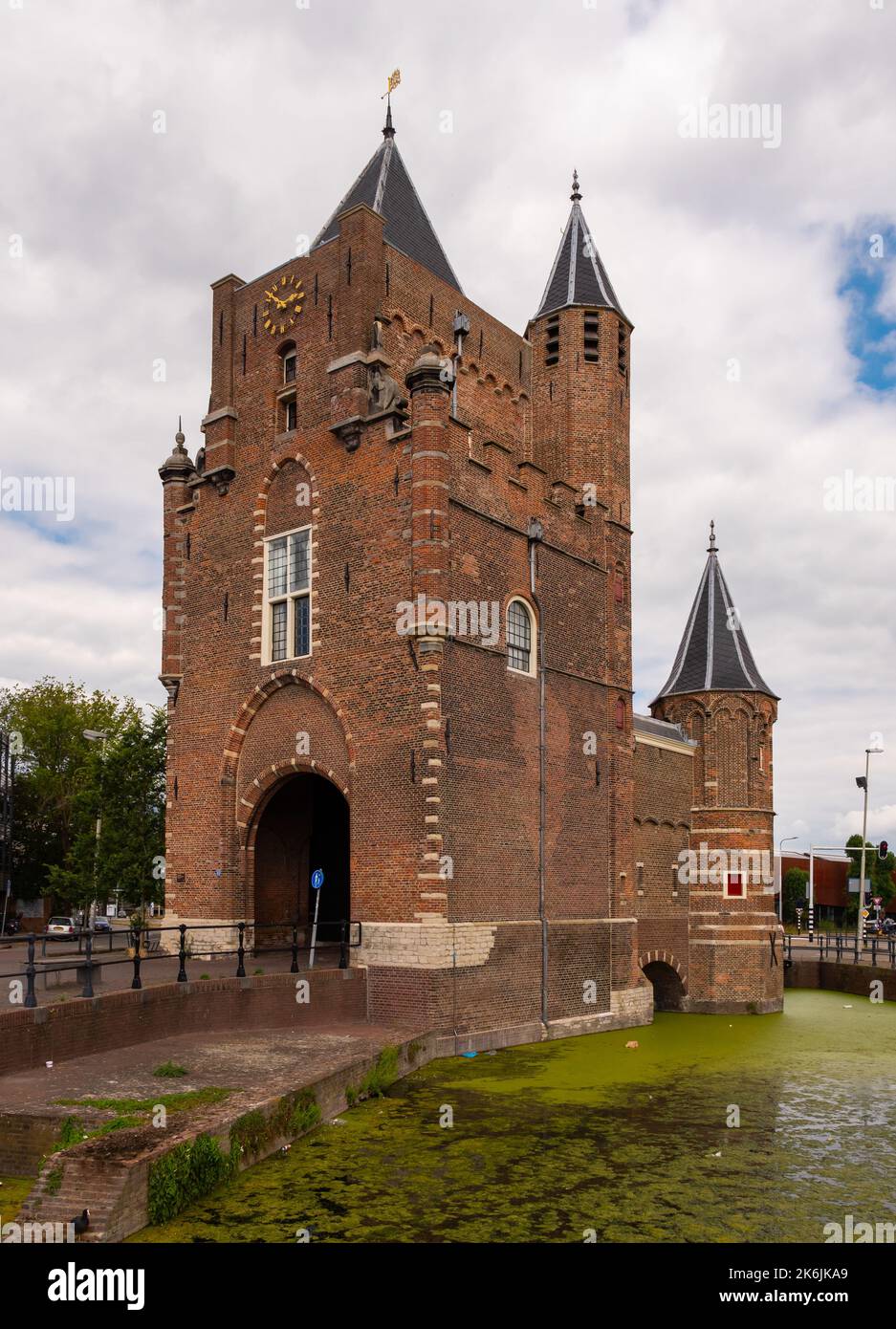 Summer landscape with a view of the Amsterdamse Poort in the of city ...