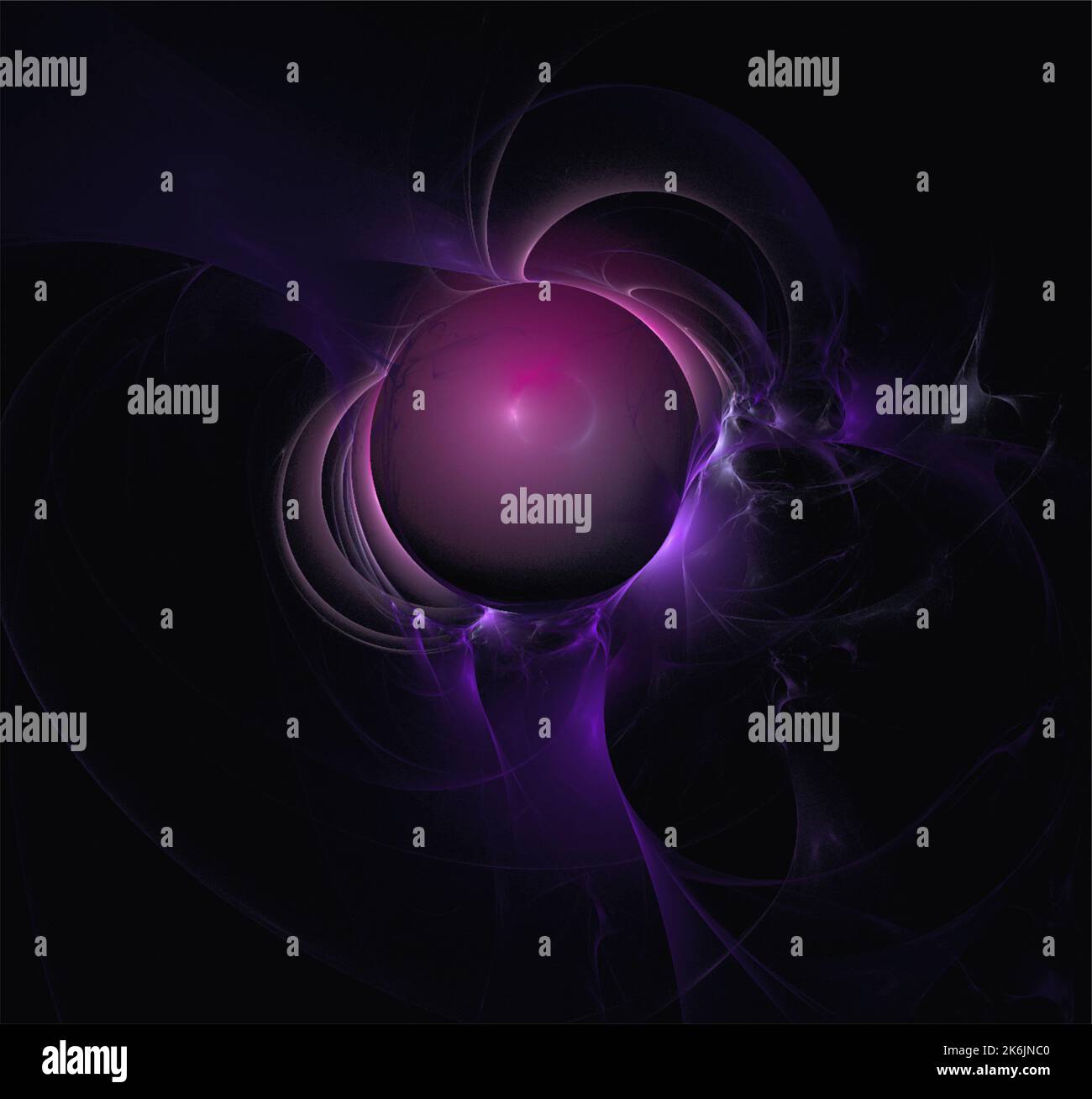 space fantasy illustration of purple planetary system on dark space ...