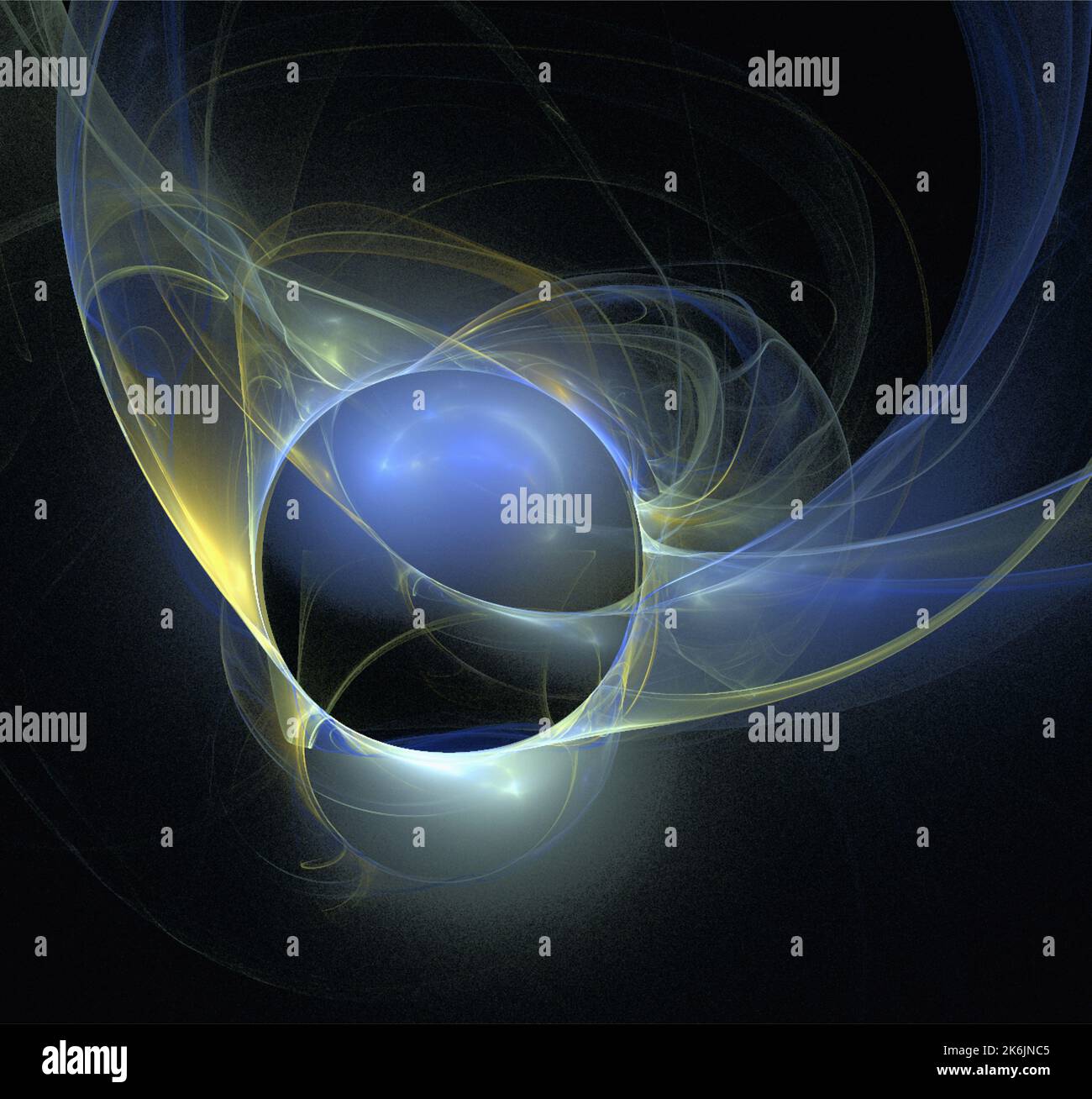 space fantasy illustration of a blue blue planet on dark space ...