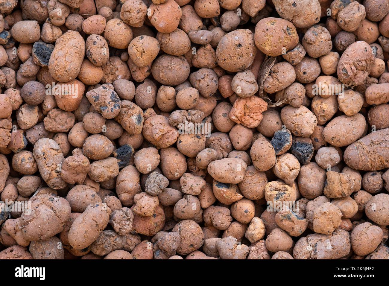 Top view of expanded clay. Texture background of fired clay balls Stock ...