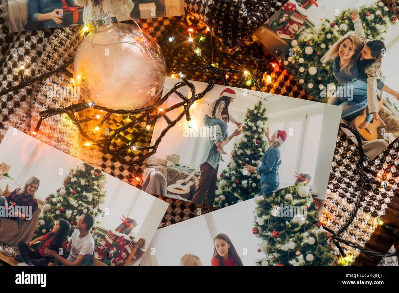 Christmas collage, Christmas photos and decor Stock Photo - Alamy