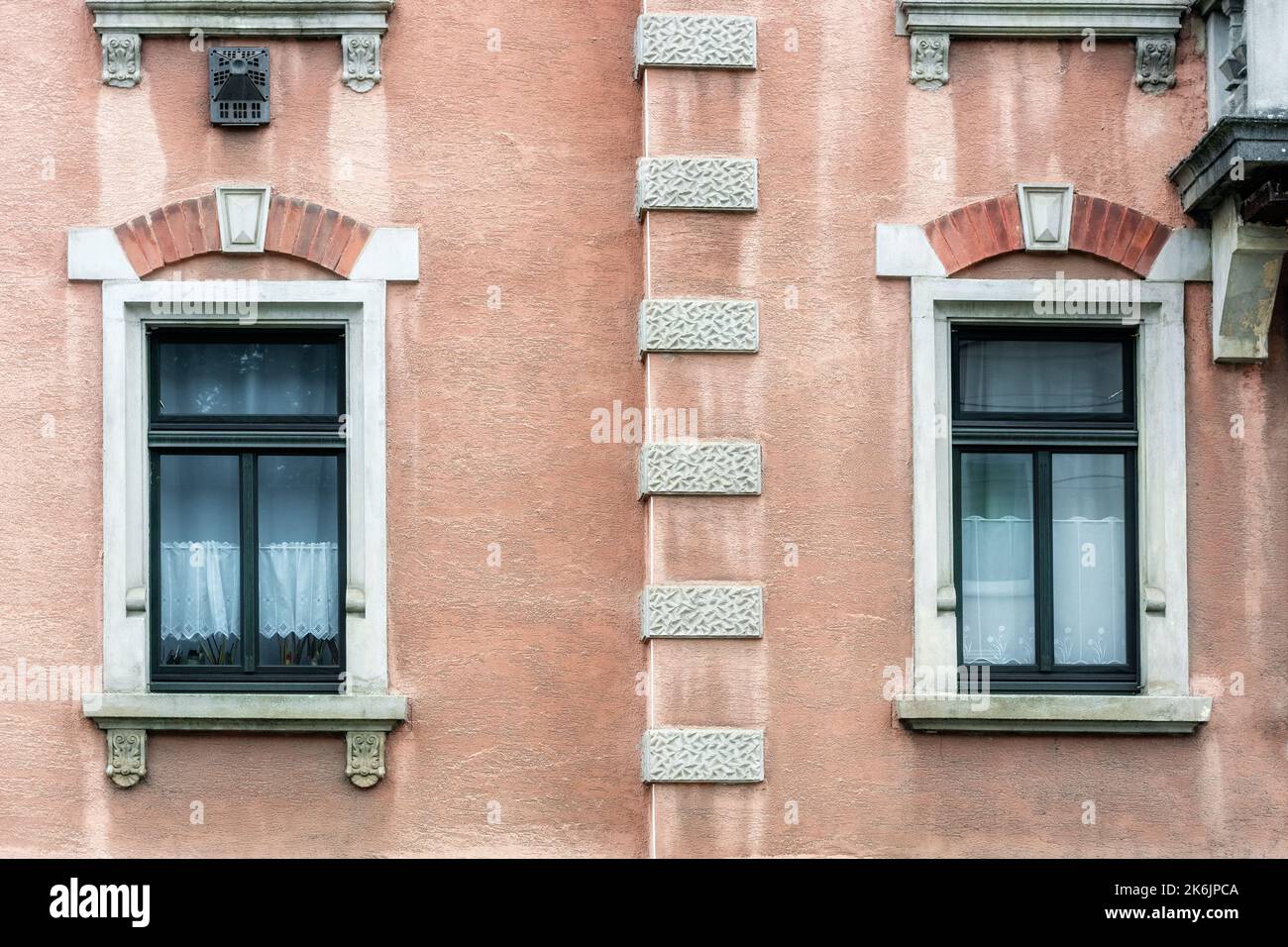 Two rectangular windows on a pink wall background. From the Windows of ...