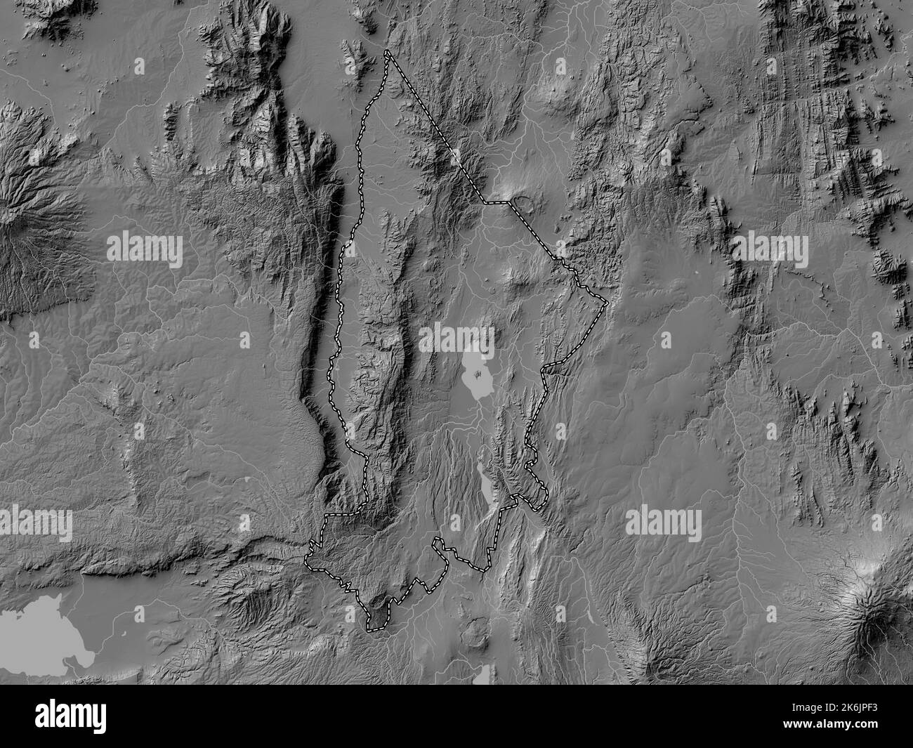 Baringo, county of Kenya. Bilevel elevation map with lakes and rivers ...