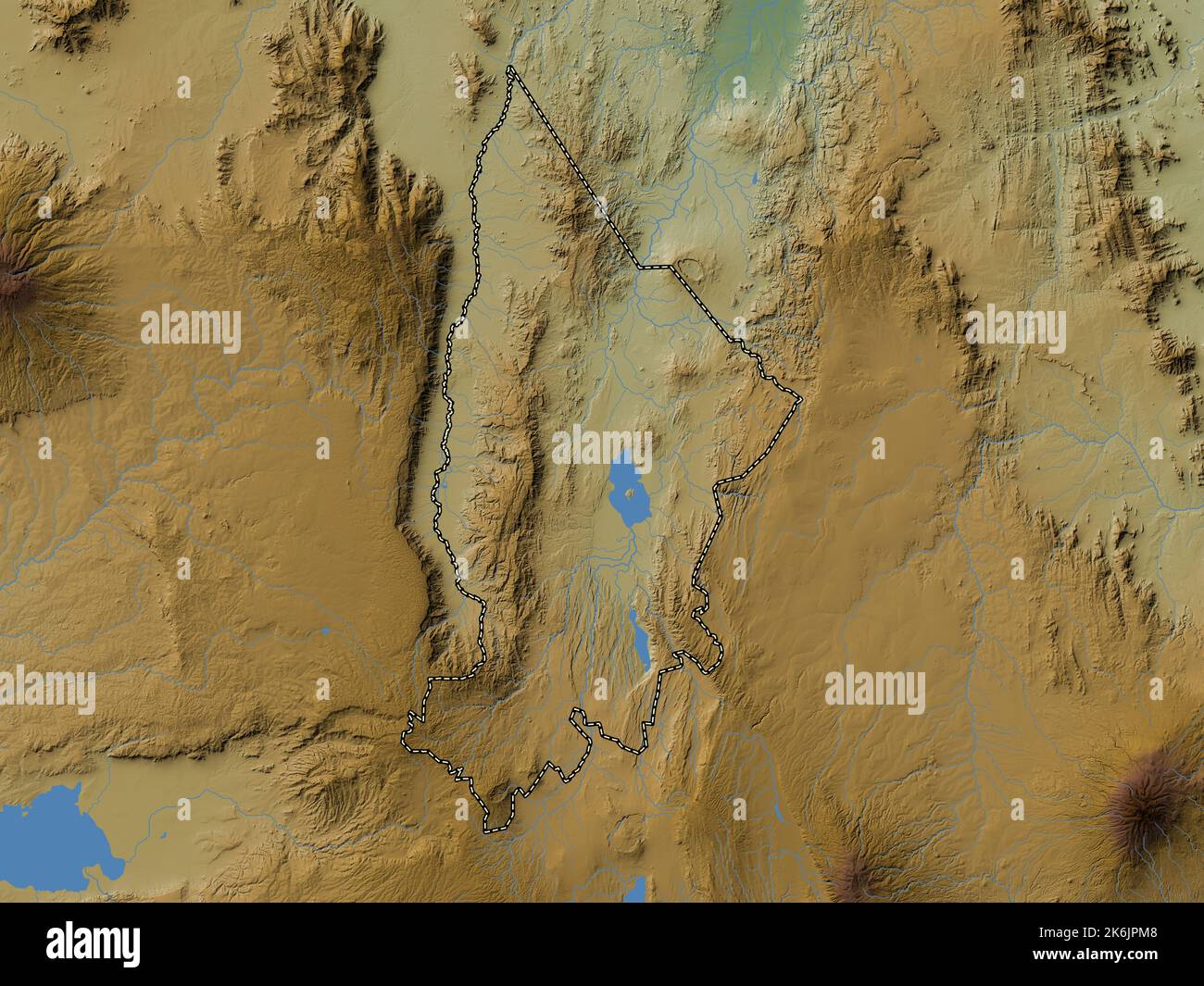 Baringo, county of Kenya. Colored elevation map with lakes and rivers ...