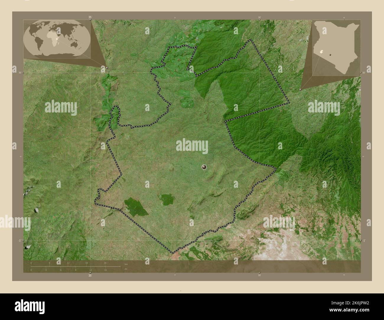 Bomet, county of Kenya. High resolution satellite map. Corner auxiliary ...