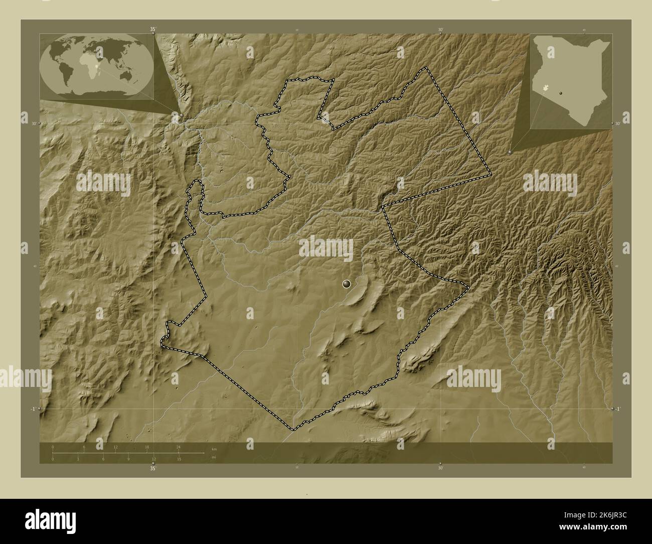 Bomet, county of Kenya. Elevation map colored in wiki style with lakes ...