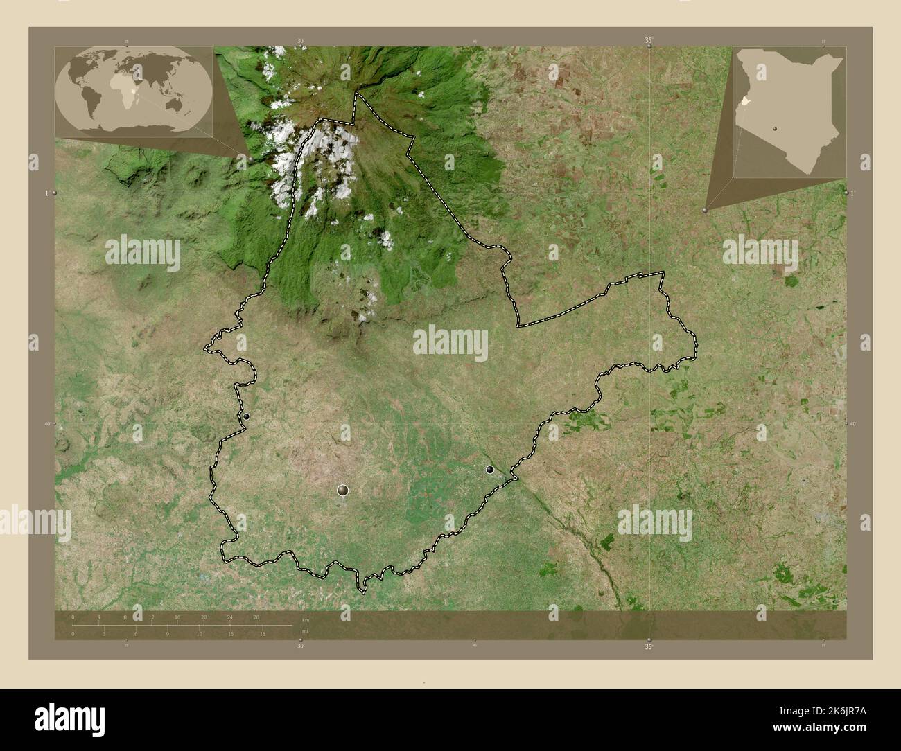 Bungoma, county of Kenya. High resolution satellite map. Locations of ...