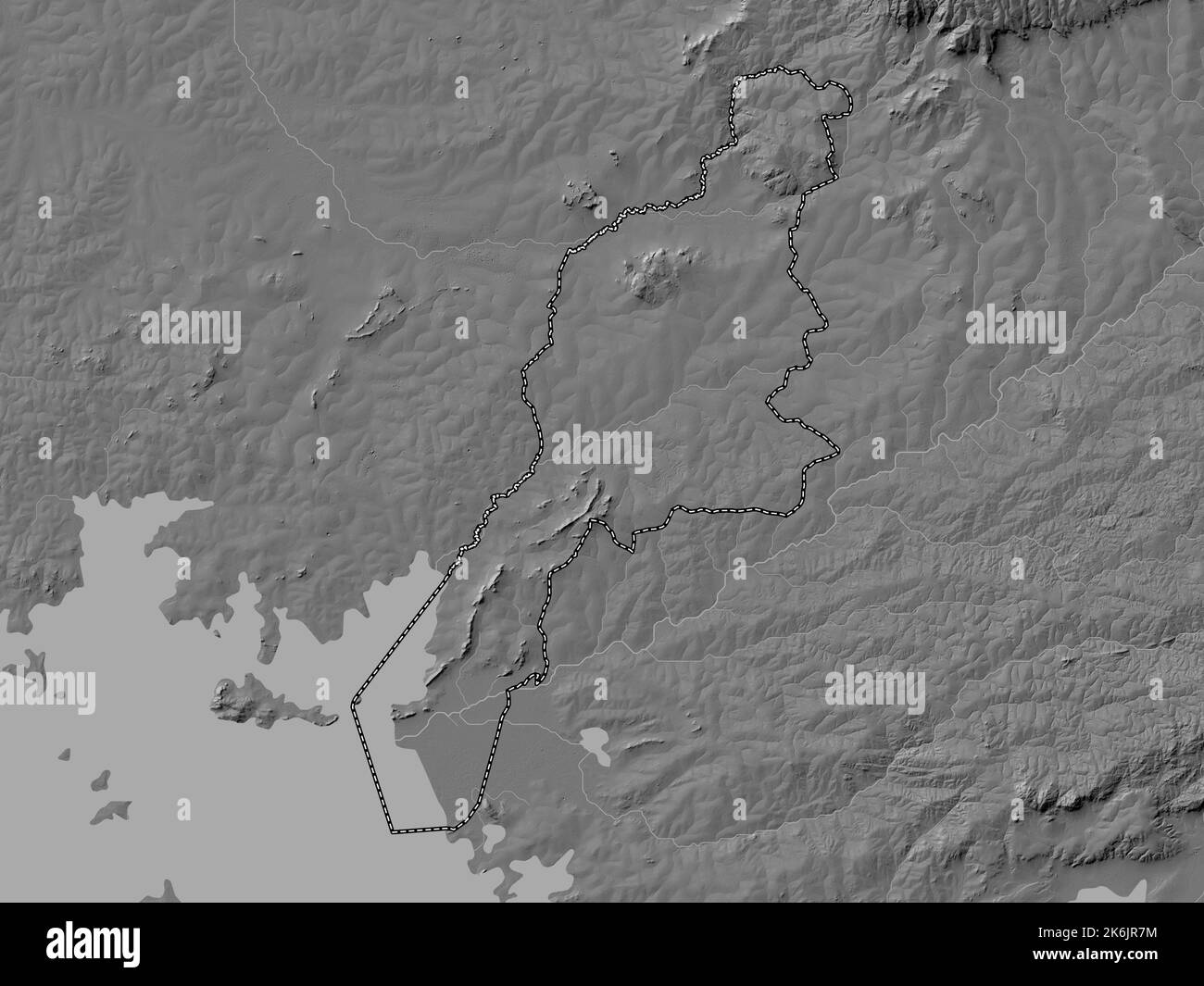 Busia, county of Kenya. Bilevel elevation map with lakes and rivers ...