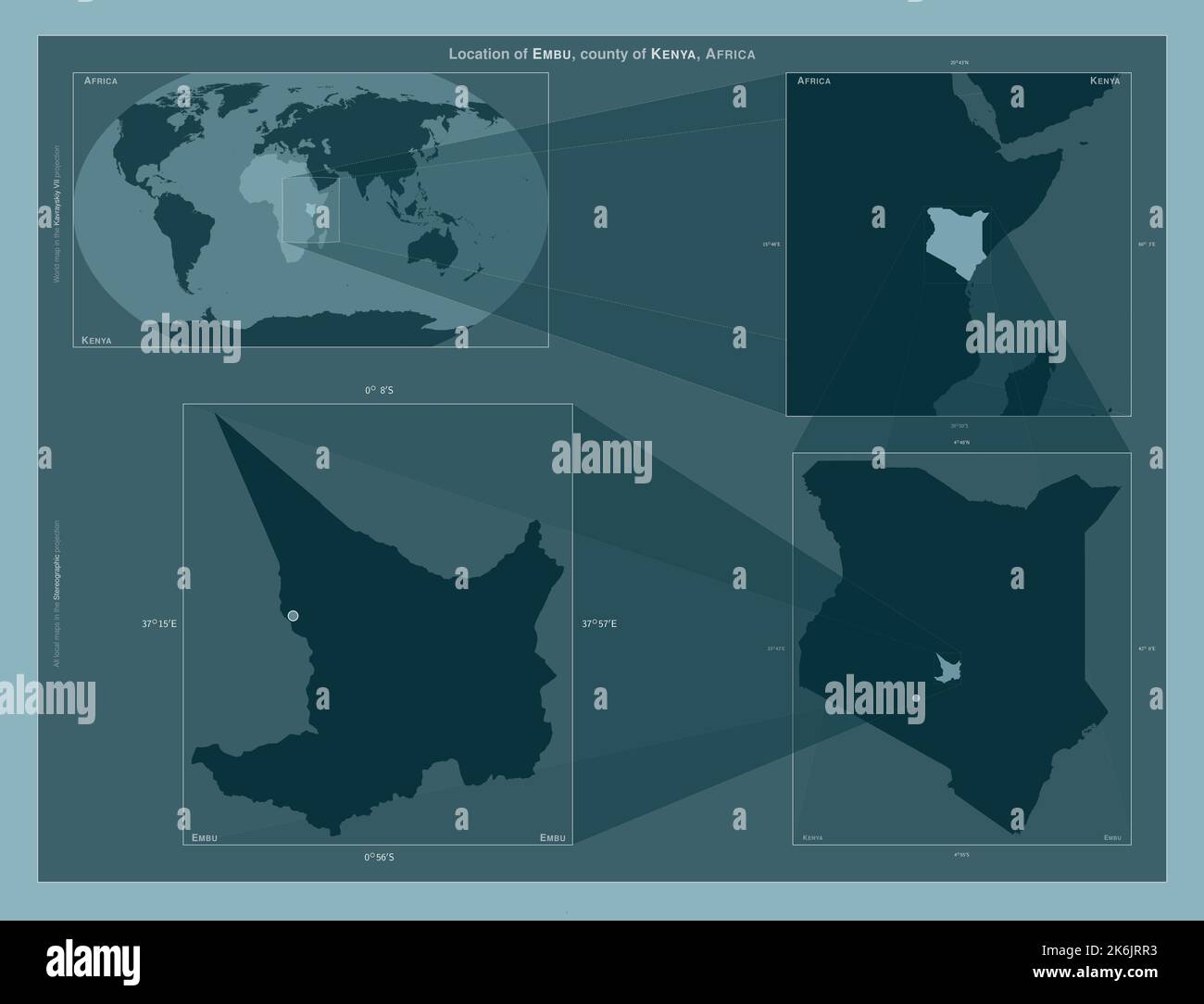 Embu, county of Kenya. Diagram showing the location of the region on ...