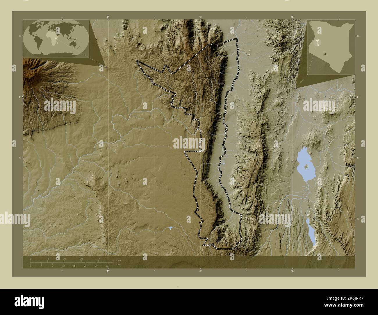 Elgeyo-Marakwet, county of Kenya. Elevation map colored in wiki style ...