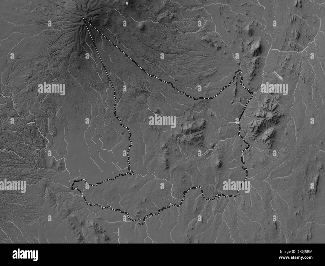 Embu, county of Kenya. Grayscale elevation map with lakes and rivers ...