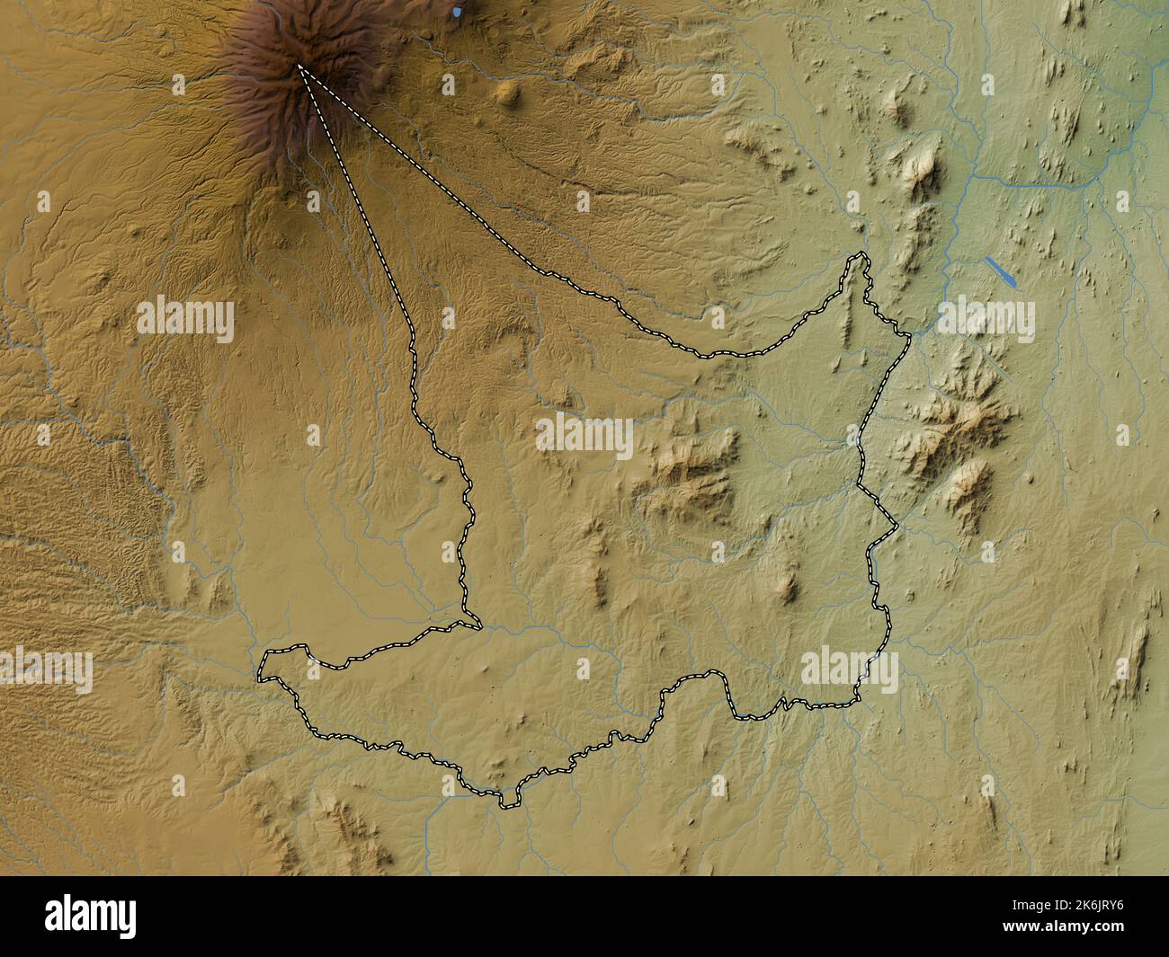 Embu, county of Kenya. Colored elevation map with lakes and rivers ...