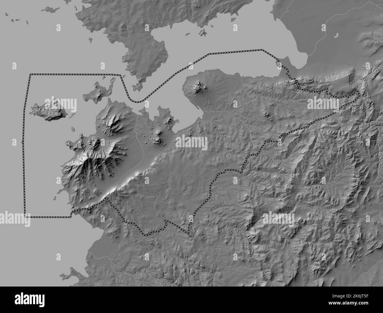 Homa Bay, county of Kenya. Bilevel elevation map with lakes and rivers ...