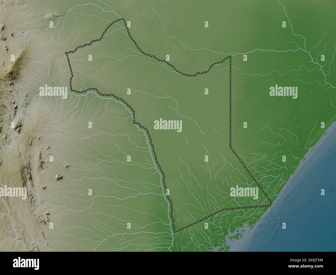 Garissa, county of Kenya. Elevation map colored in wiki style with ...