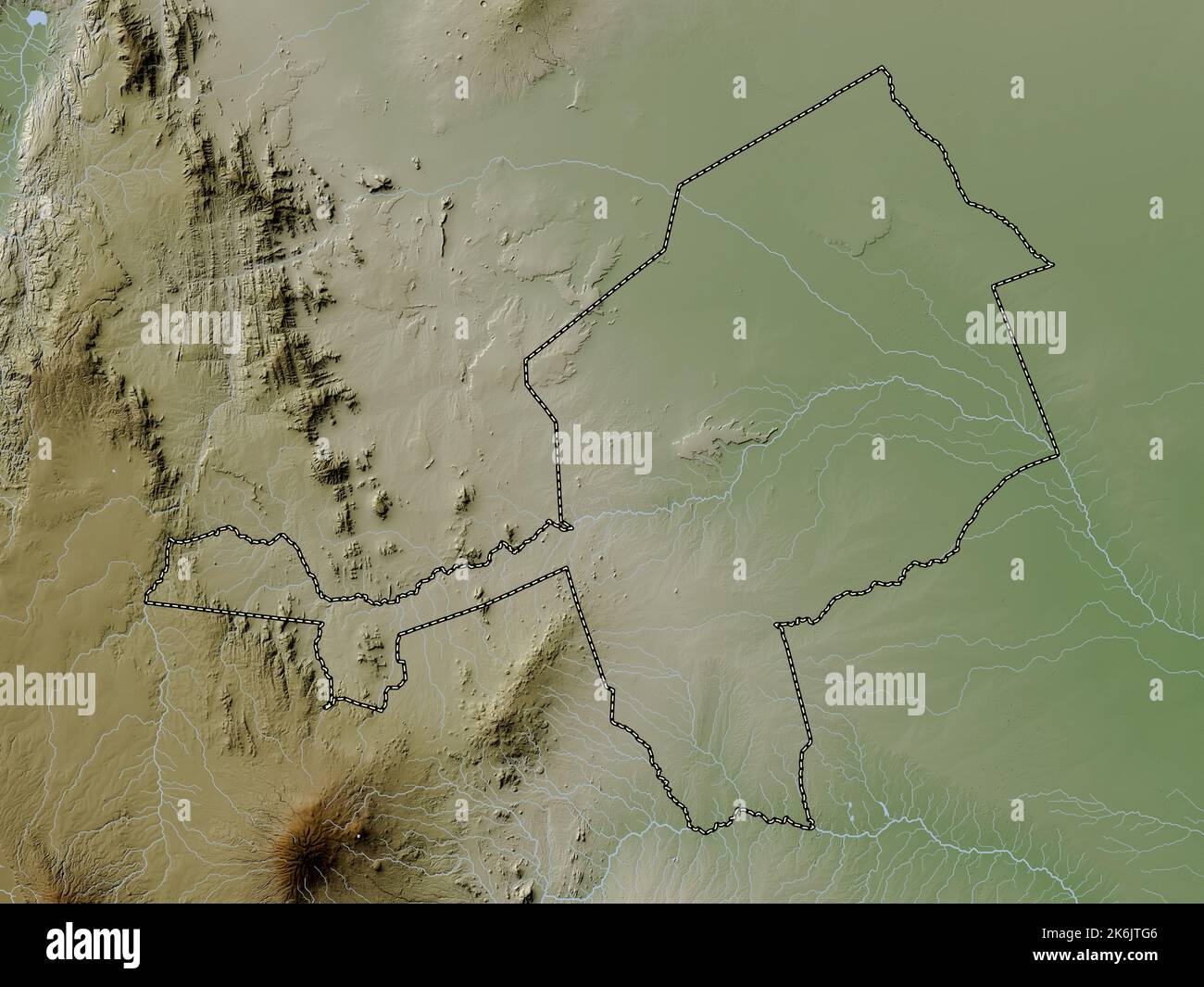 Isiolo, county of Kenya. Elevation map colored in wiki style with lakes ...