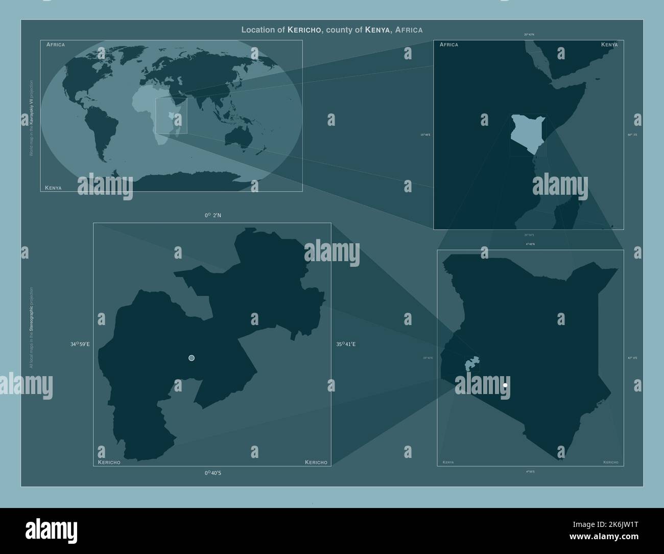 Kericho, county of Kenya. Diagram showing the location of the region on ...
