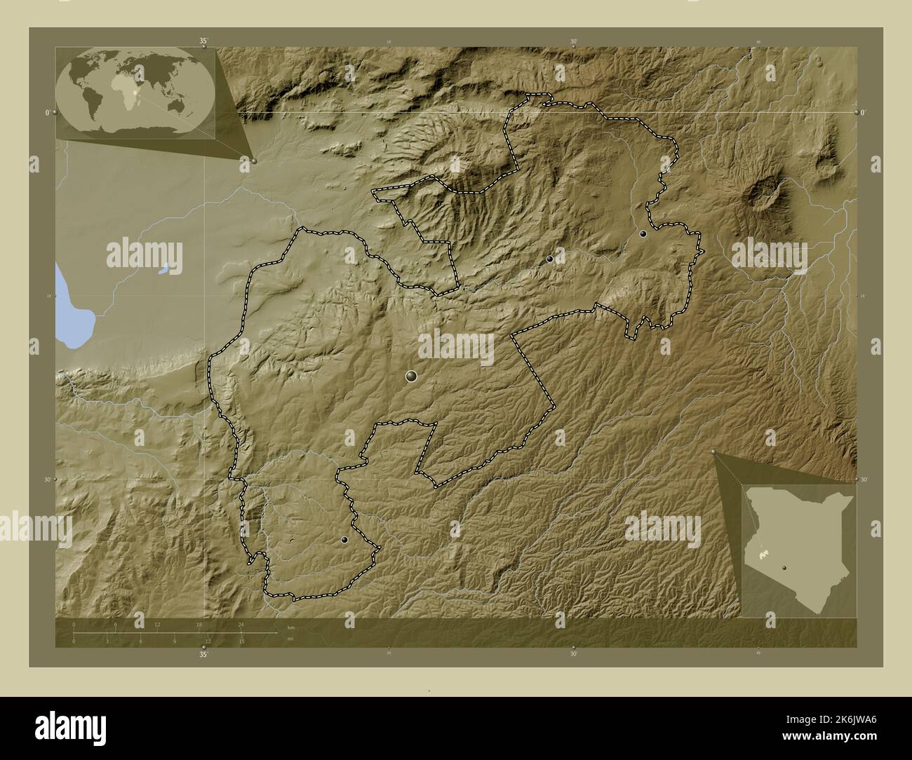 Kericho, county of Kenya. Elevation map colored in wiki style with ...