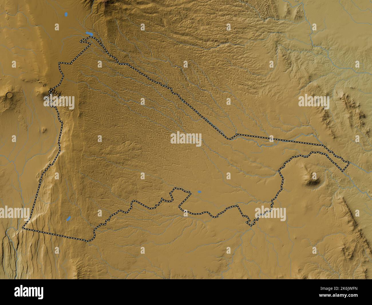 Kiambu, county of Kenya. Colored elevation map with lakes and rivers ...