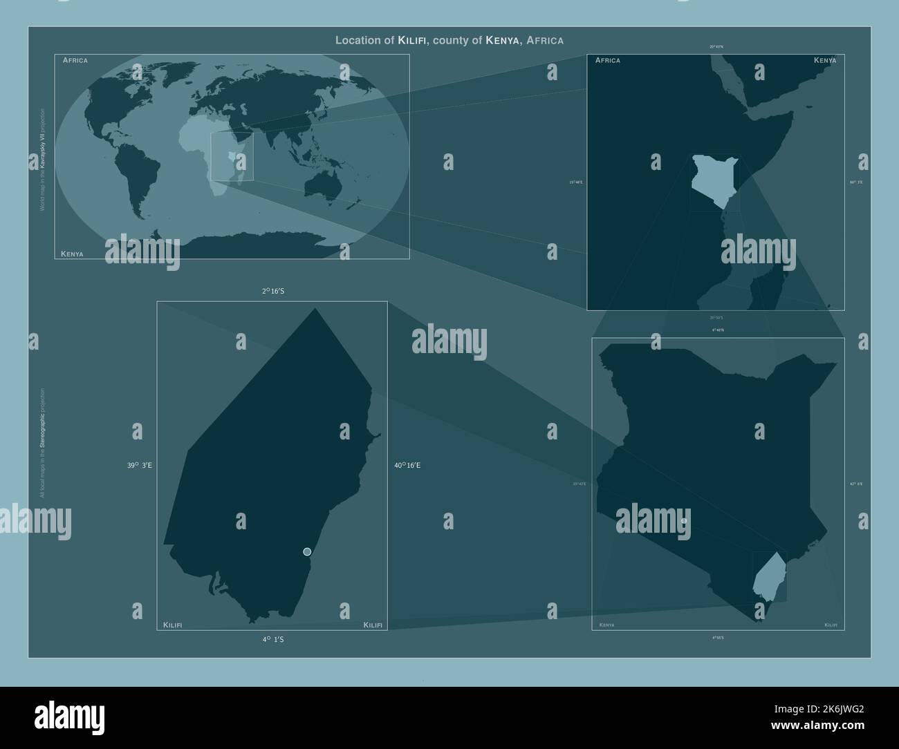Kilifi, county of Kenya. Diagram showing the location of the region on ...