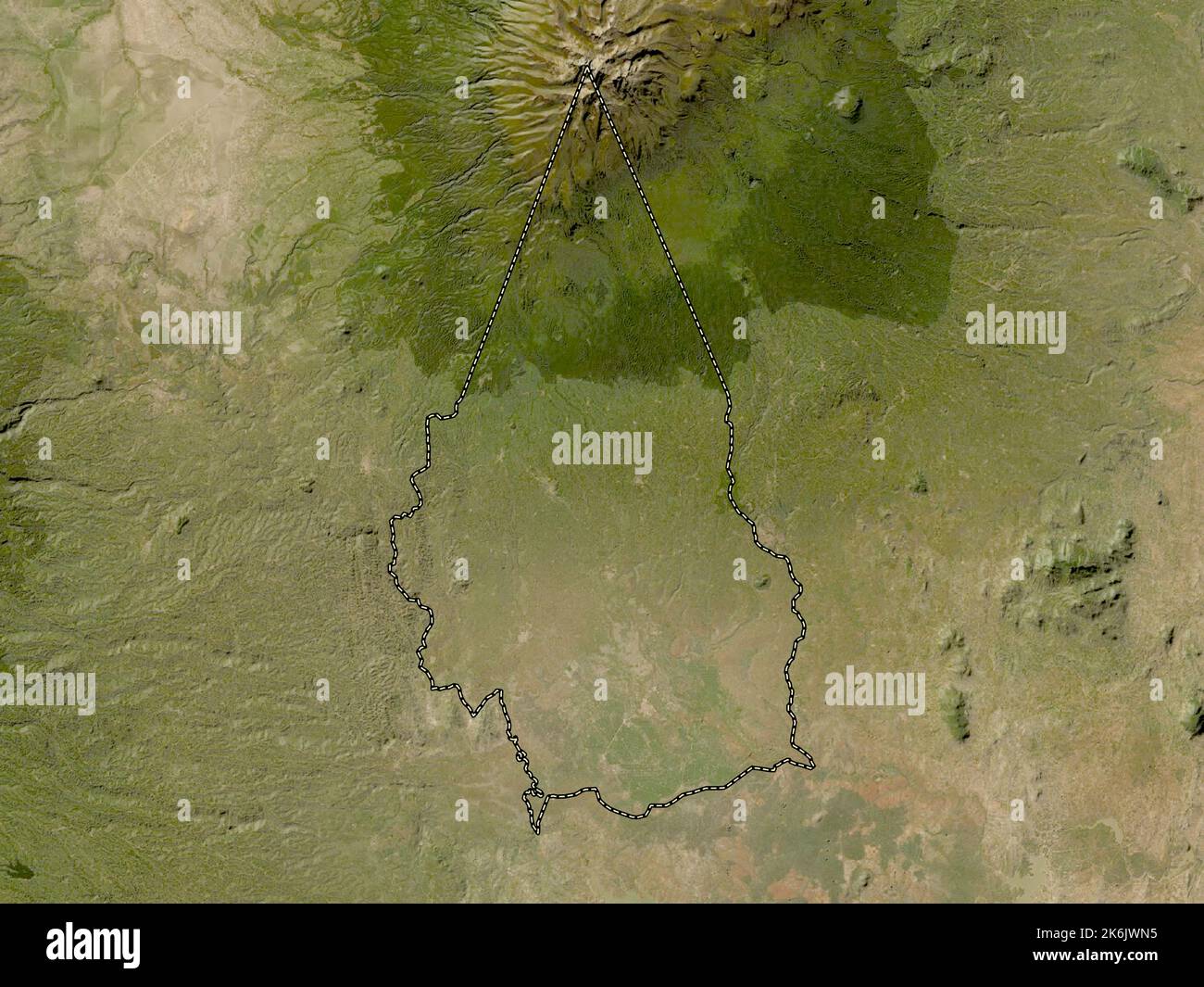 Kirinyaga, county of Kenya. Low resolution satellite map Stock Photo ...