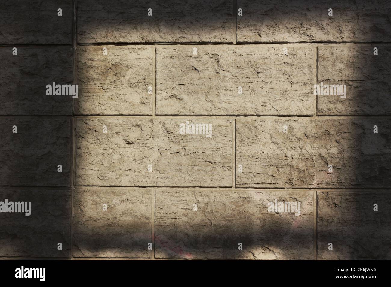 A typical common typical block natural stone wall with a shadow frame ...