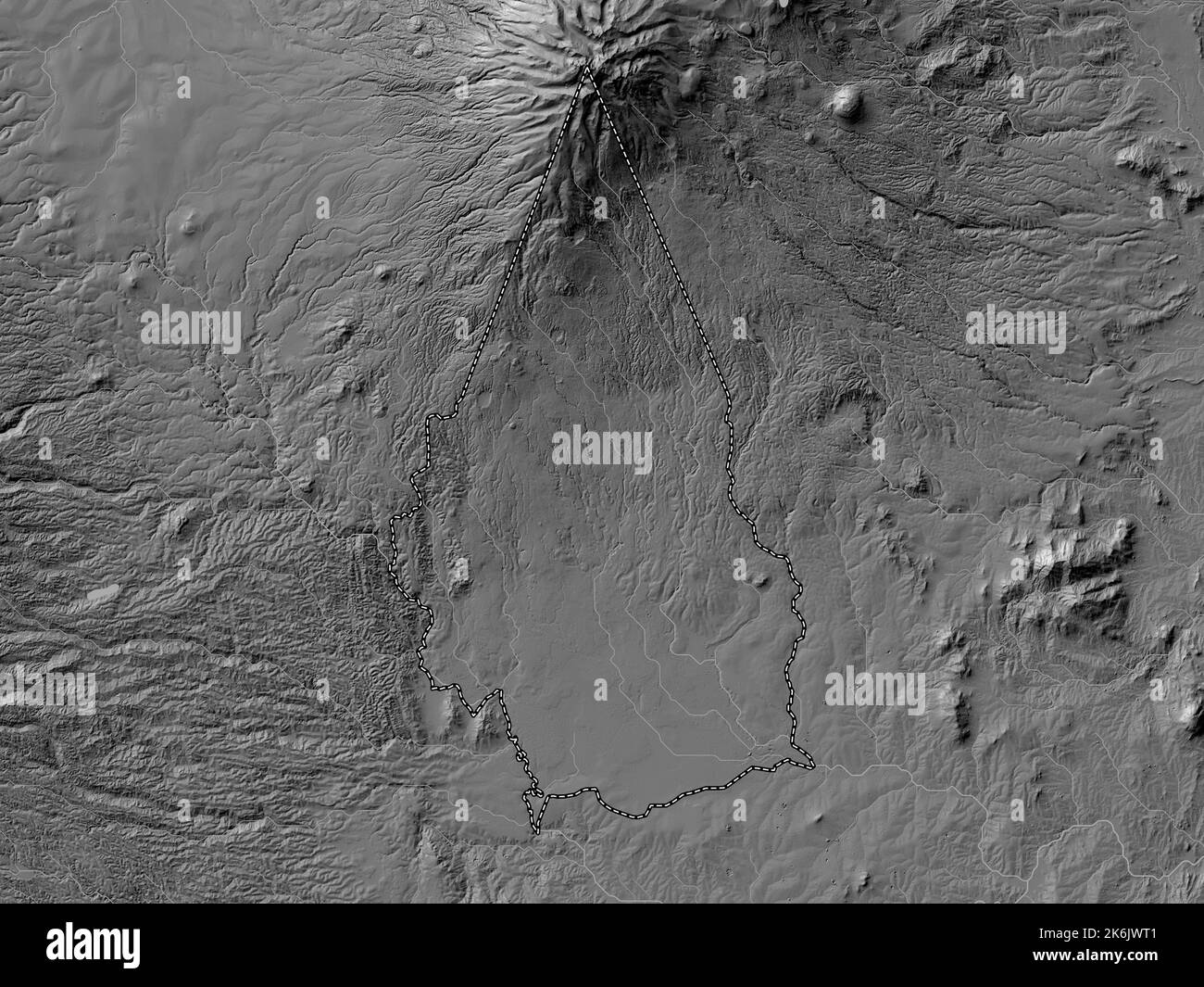 Kirinyaga, county of Kenya. Bilevel elevation map with lakes and rivers ...