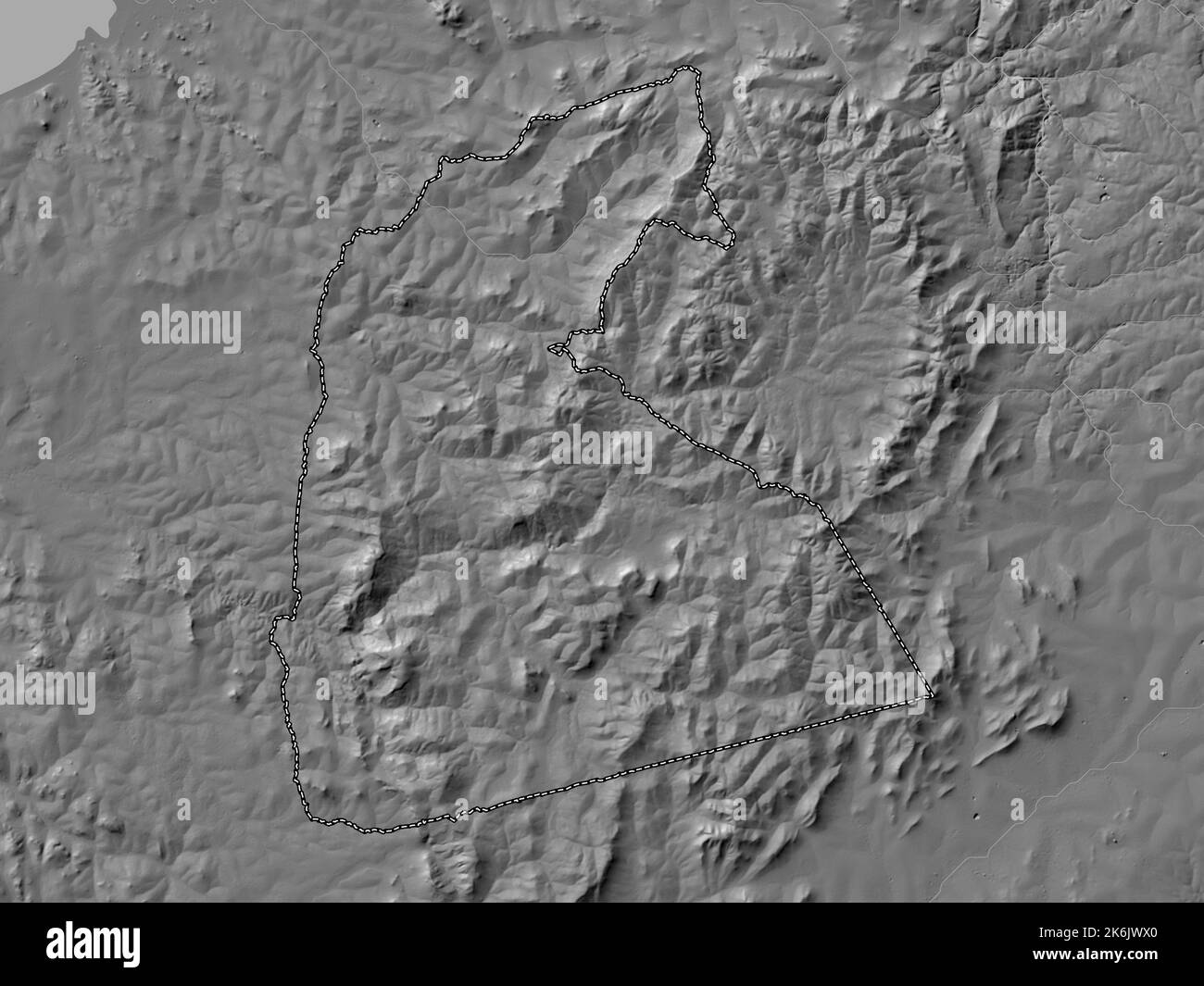 Kisii, county of Kenya. Bilevel elevation map with lakes and rivers ...