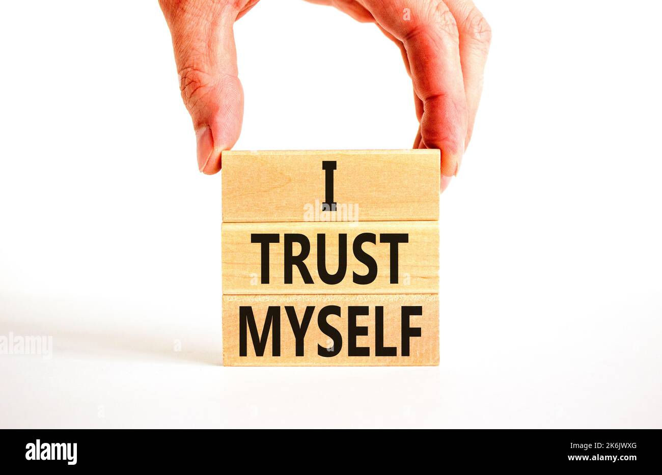 I trust myself symbol. Concept words I trust myself on wooden blocks ...