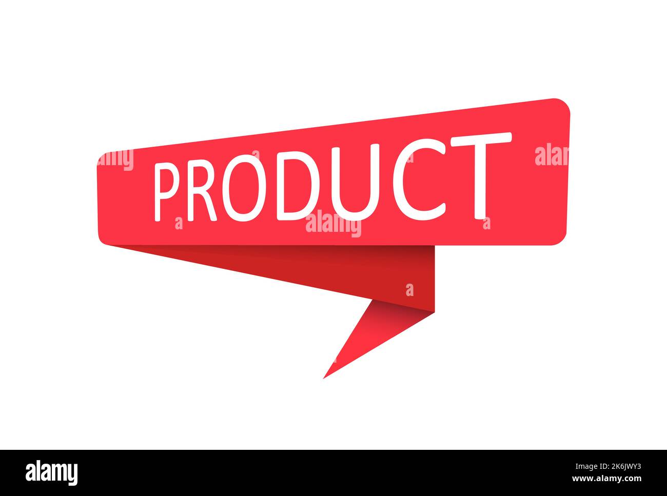 PRODUCT. A red banner, pointer, sticker, label or speech bubble for ...