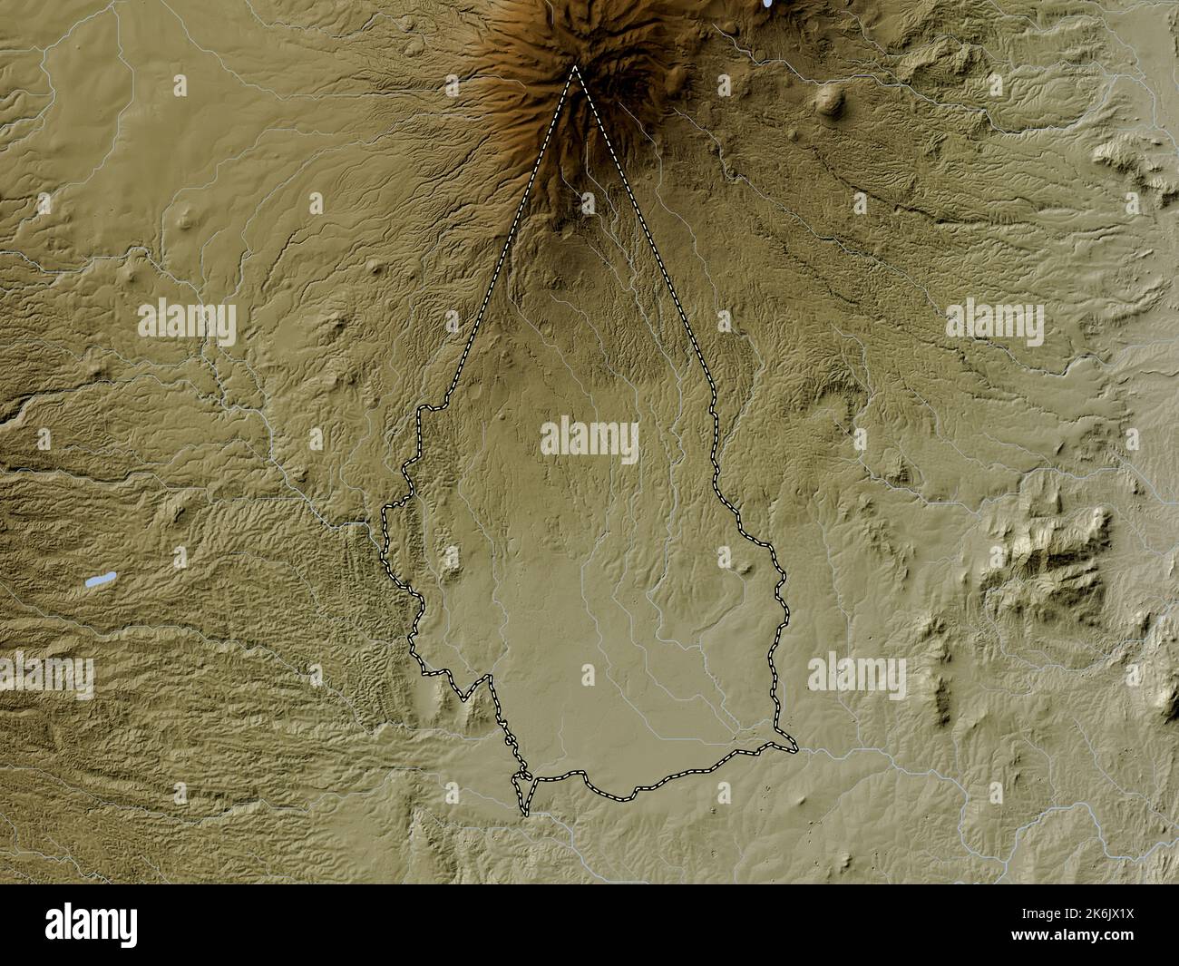Kirinyaga, county of Kenya. Elevation map colored in wiki style with ...