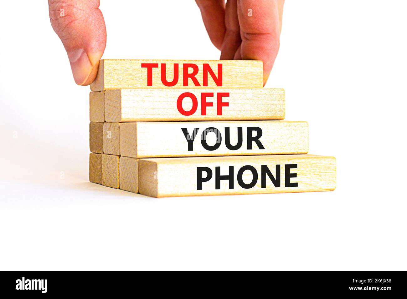Turn Off Your Phone Symbol Concept Words Turn Off Your Phone On Wooden Blocks Beautiful White