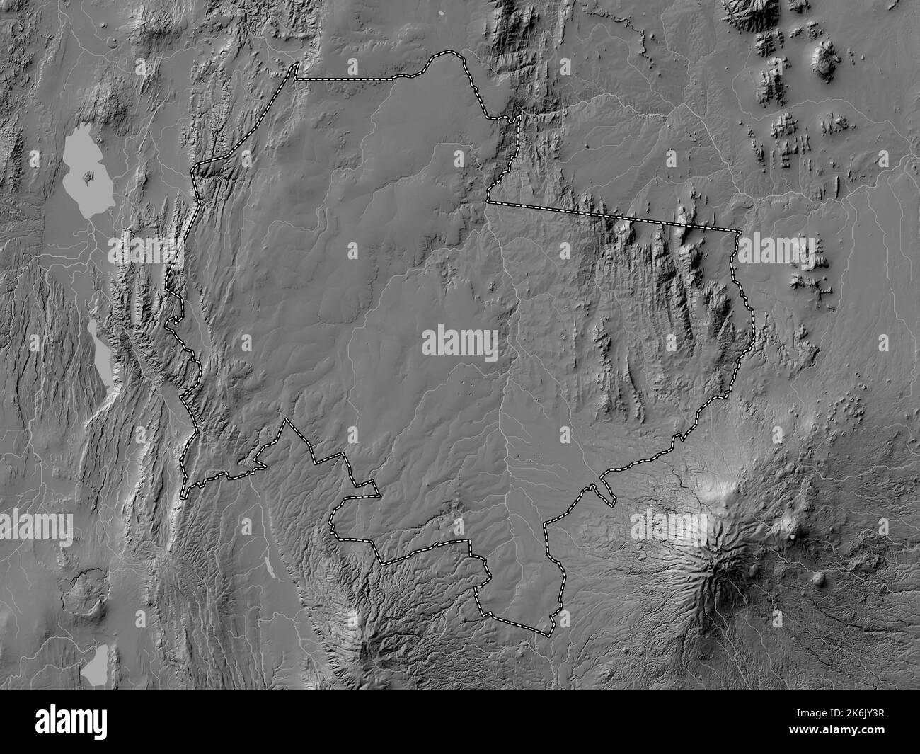 Laikipia, county of Kenya. Bilevel elevation map with lakes and rivers ...
