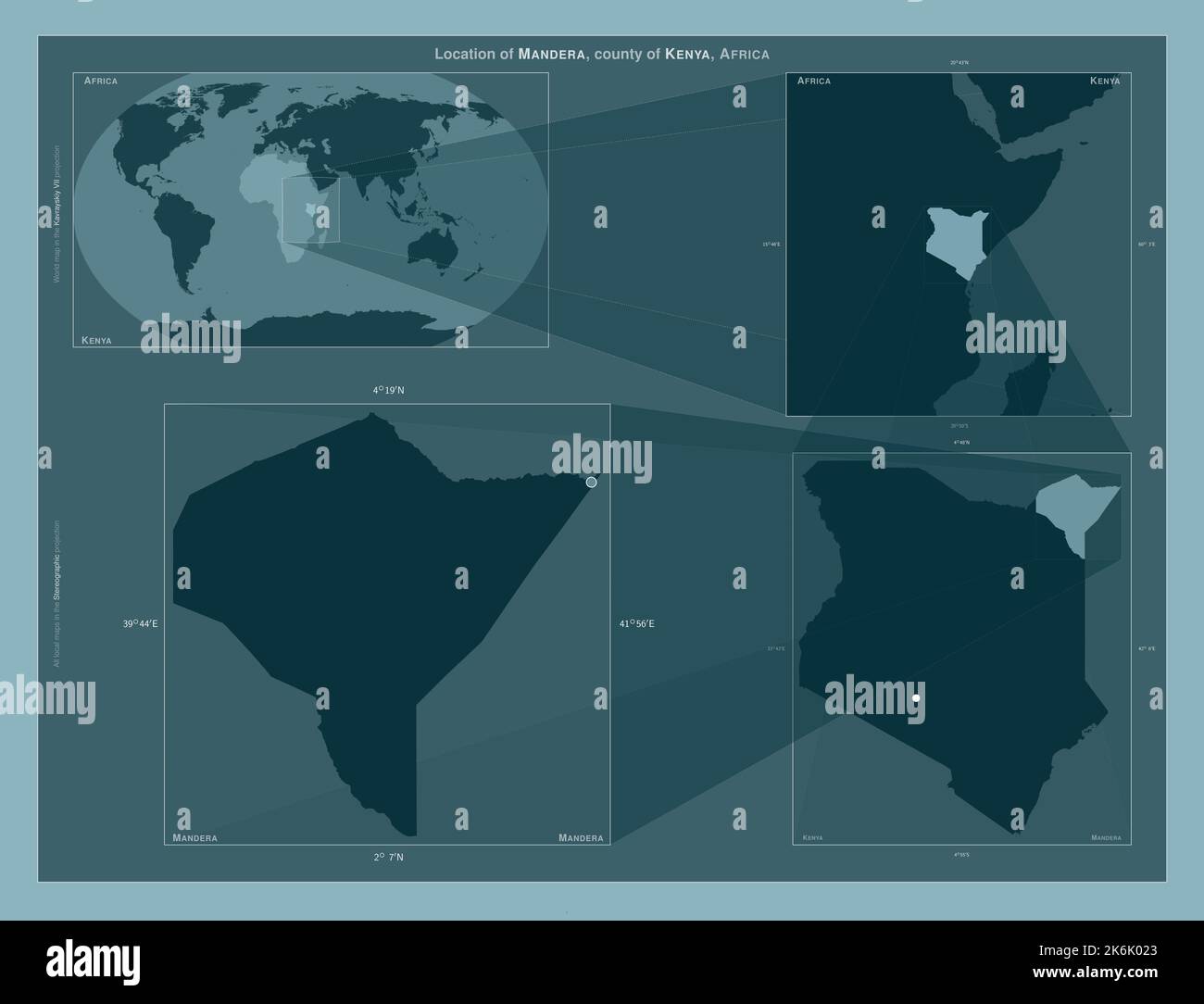 Mandera, county of Kenya. Diagram showing the location of the region on ...