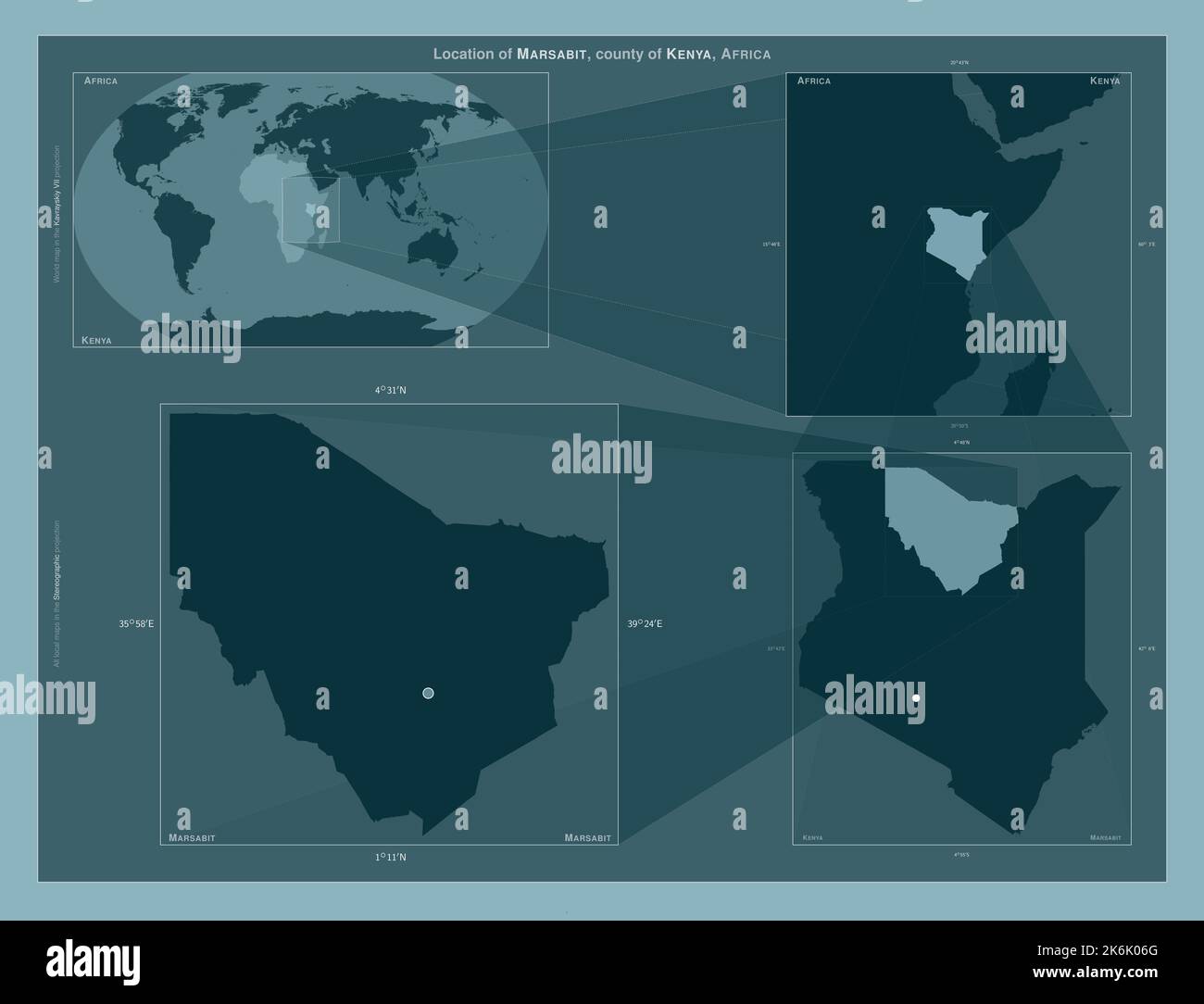 Marsabit, county of Kenya. Diagram showing the location of the region ...