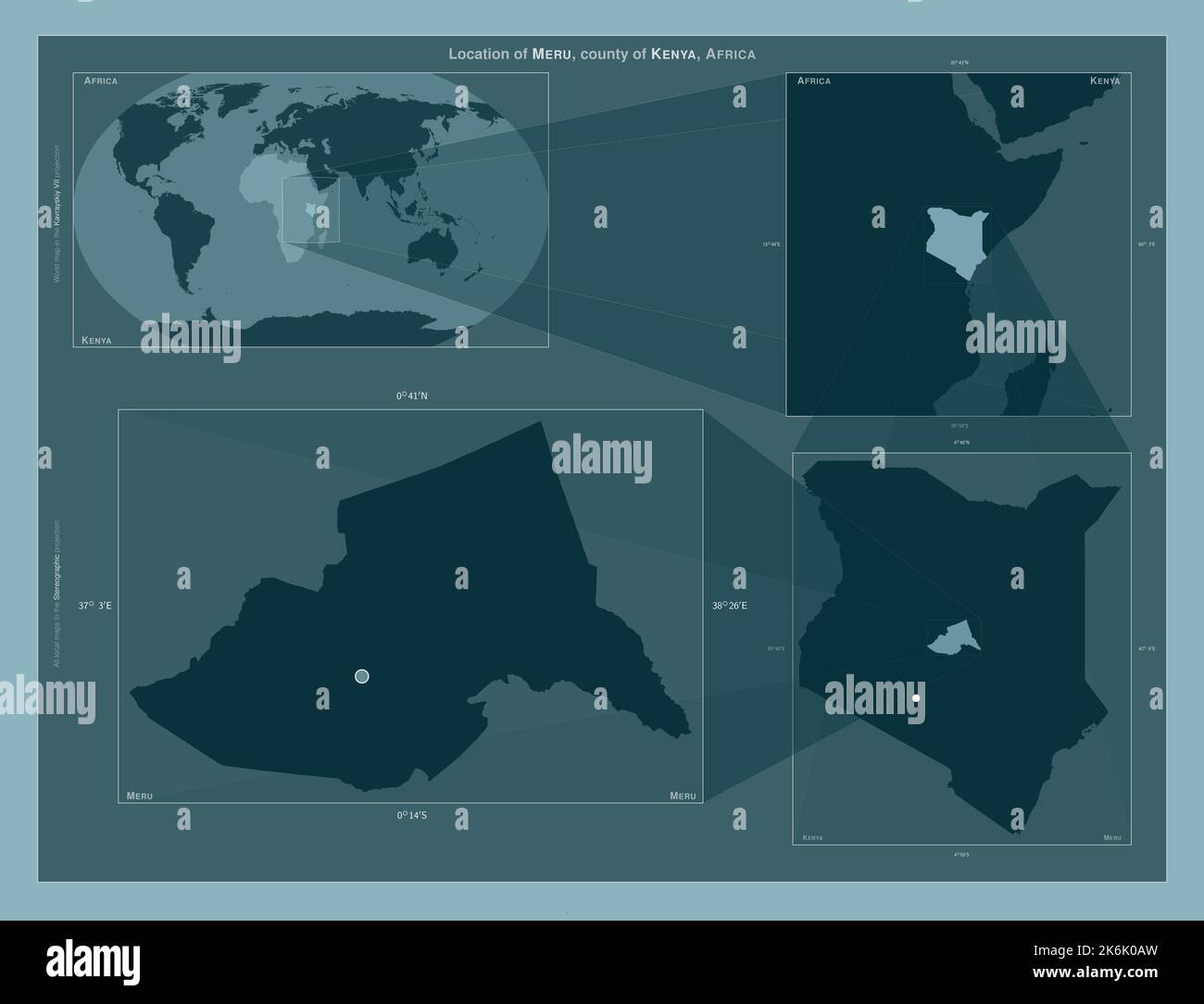 Meru, county of Kenya. Diagram showing the location of the region on ...