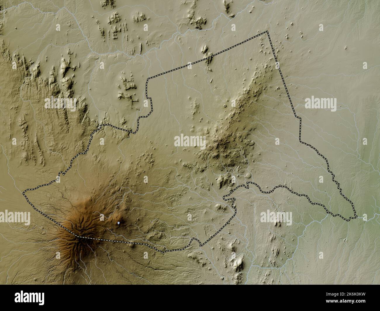 Meru, county of Kenya. Elevation map colored in wiki style with lakes ...
