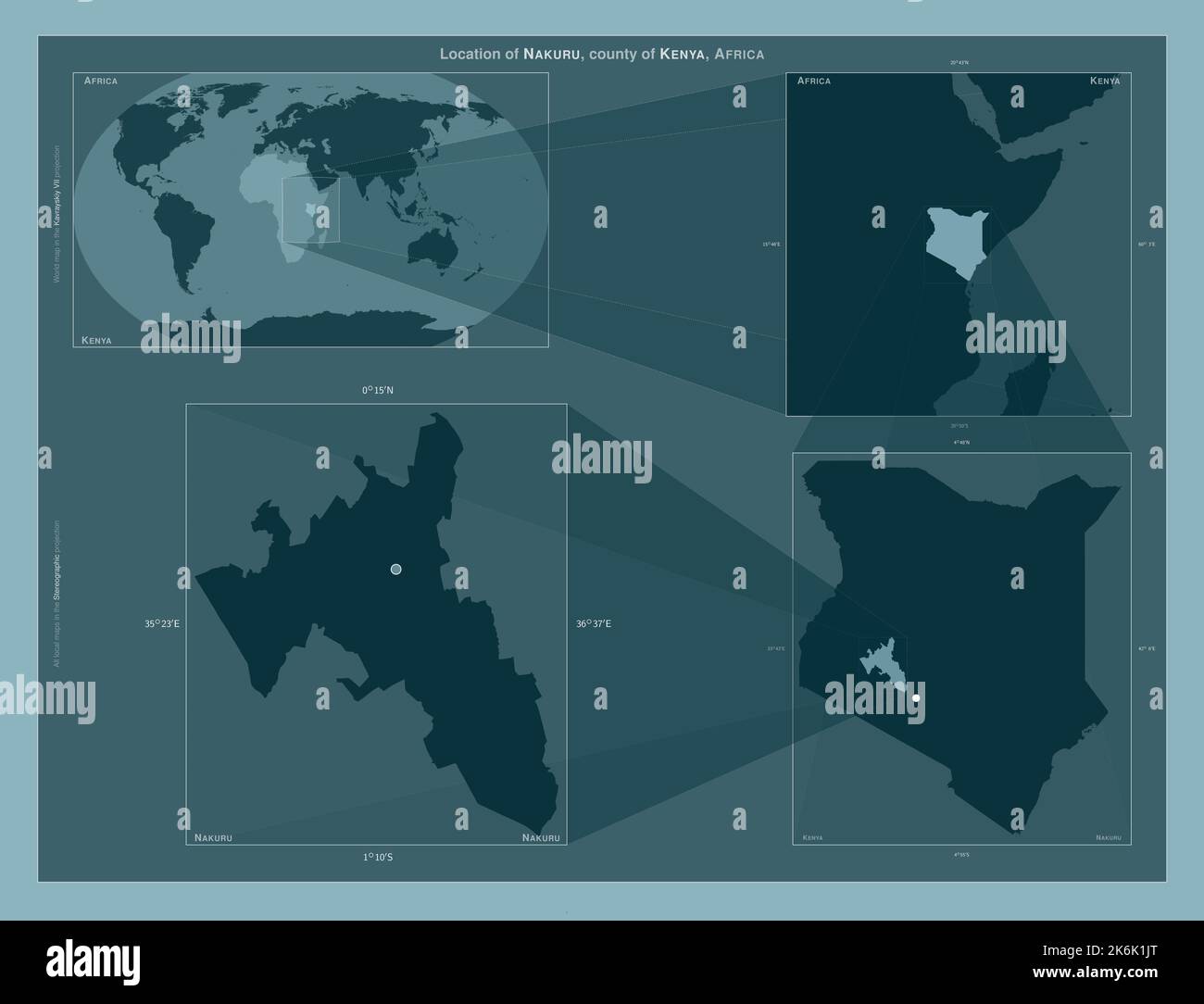 Nakuru, county of Kenya. Diagram showing the location of the region on ...