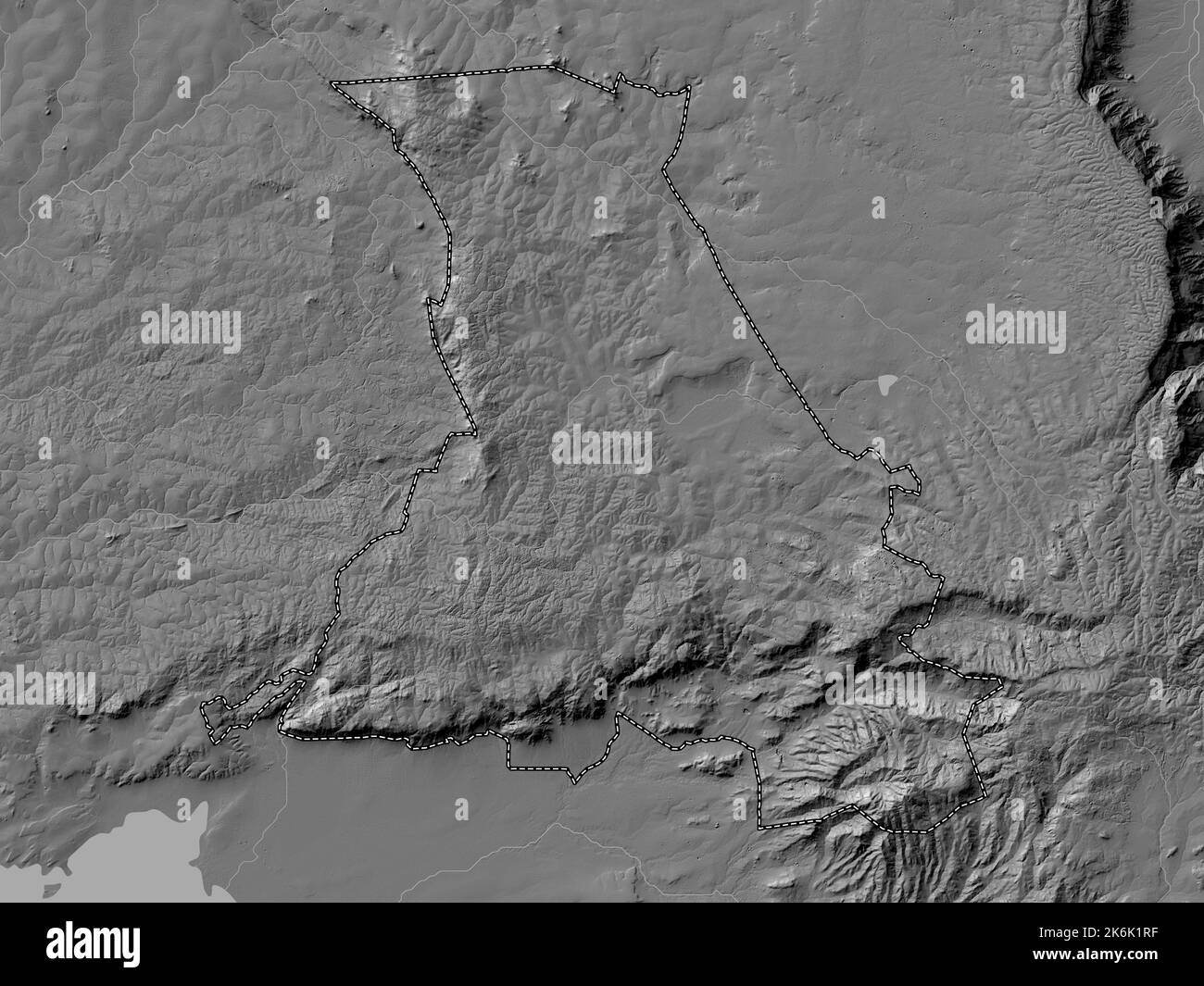 Nandi, county of Kenya. Bilevel elevation map with lakes and rivers ...