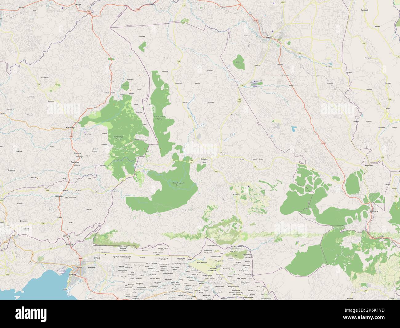 Nandi, county of Kenya. Open Street Map Stock Photo - Alamy