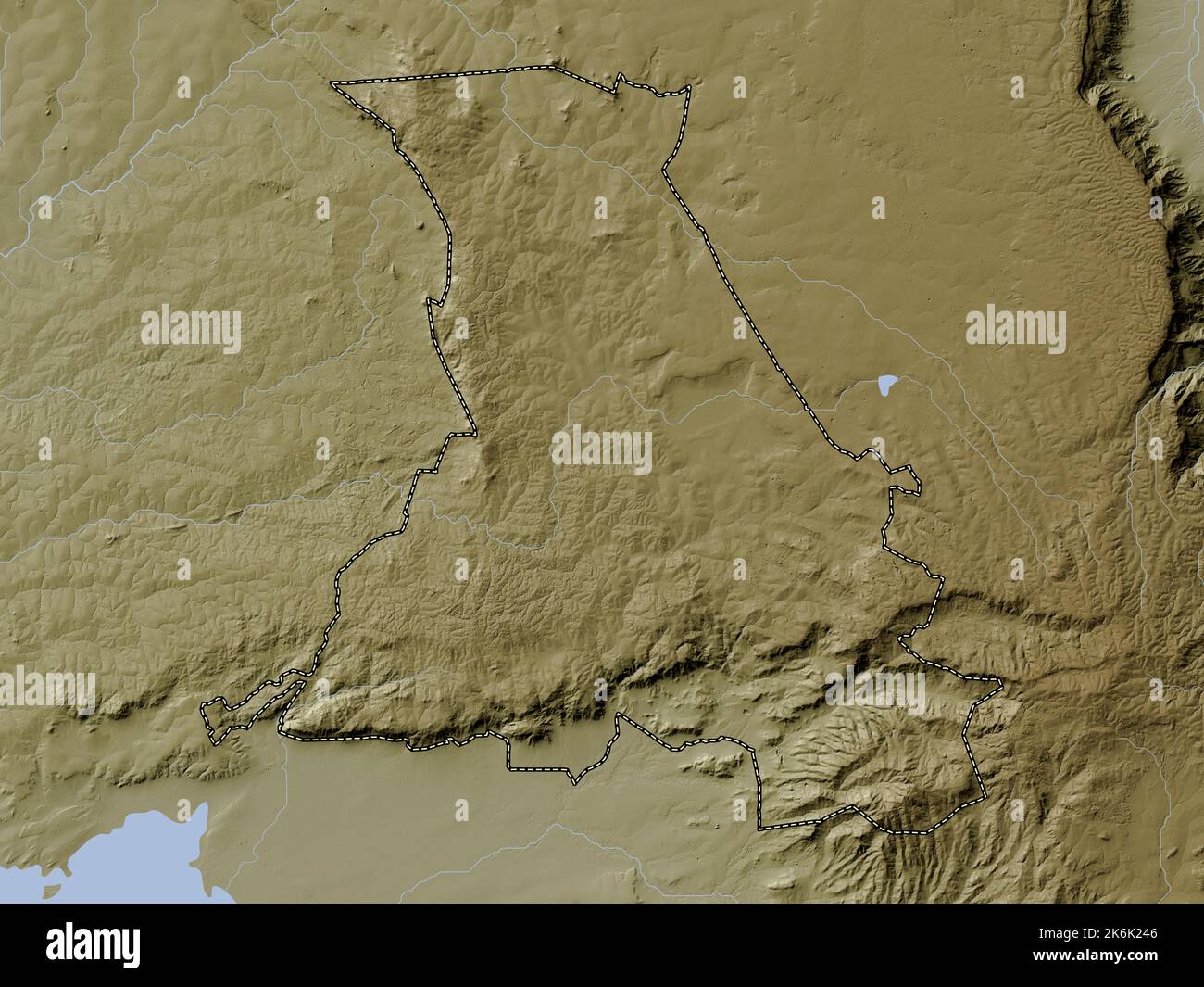 Nandi, county of Kenya. Elevation map colored in wiki style with lakes ...