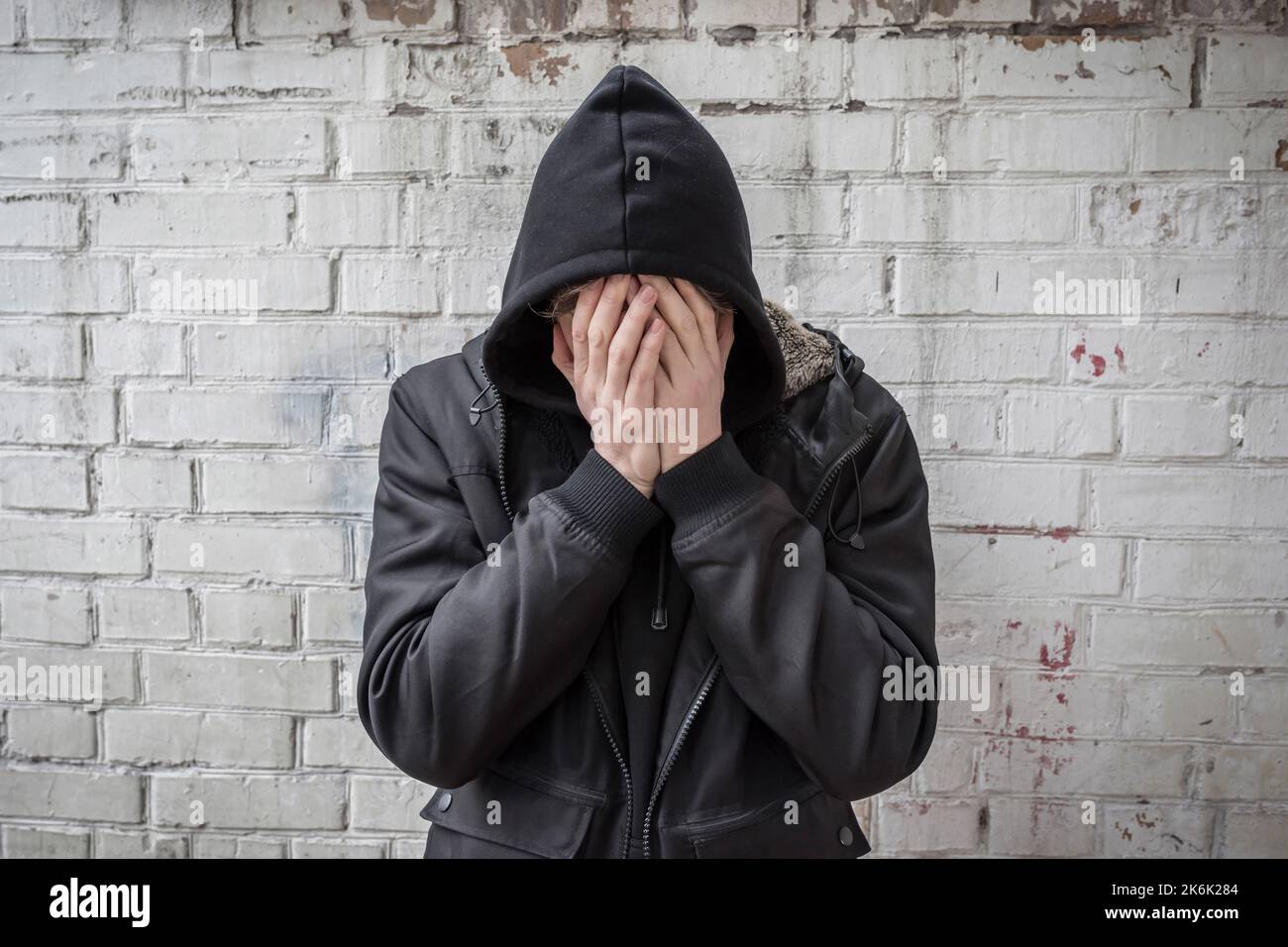 An addict experiencing a crisis of drug addiction after prolonged use ...