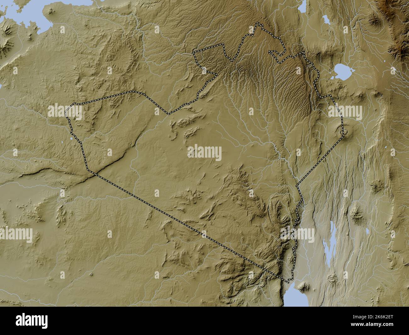 Narok, county of Kenya. Elevation map colored in wiki style with lakes ...