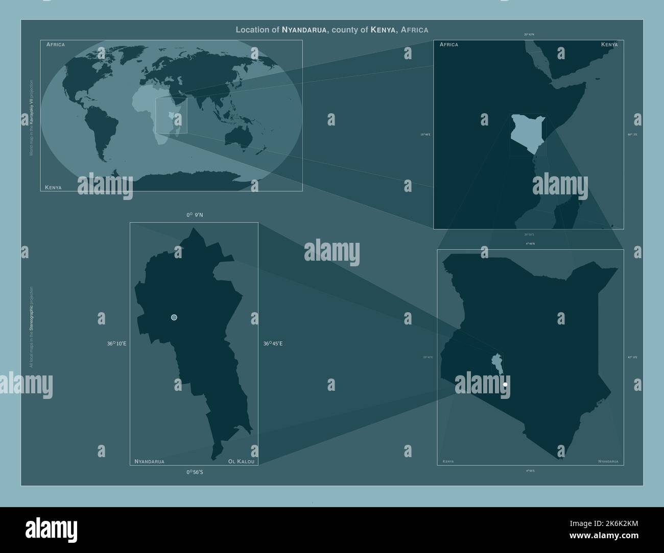 Nyandarua, county of Kenya. Diagram showing the location of the region ...