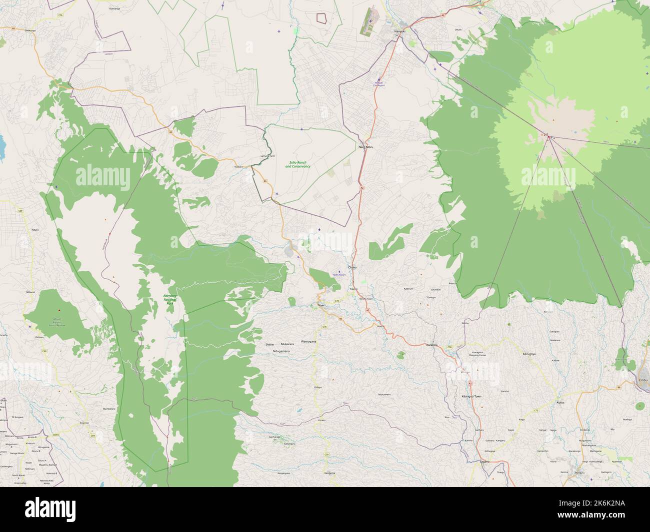 Nyeri, county of Kenya. Open Street Map Stock Photo - Alamy