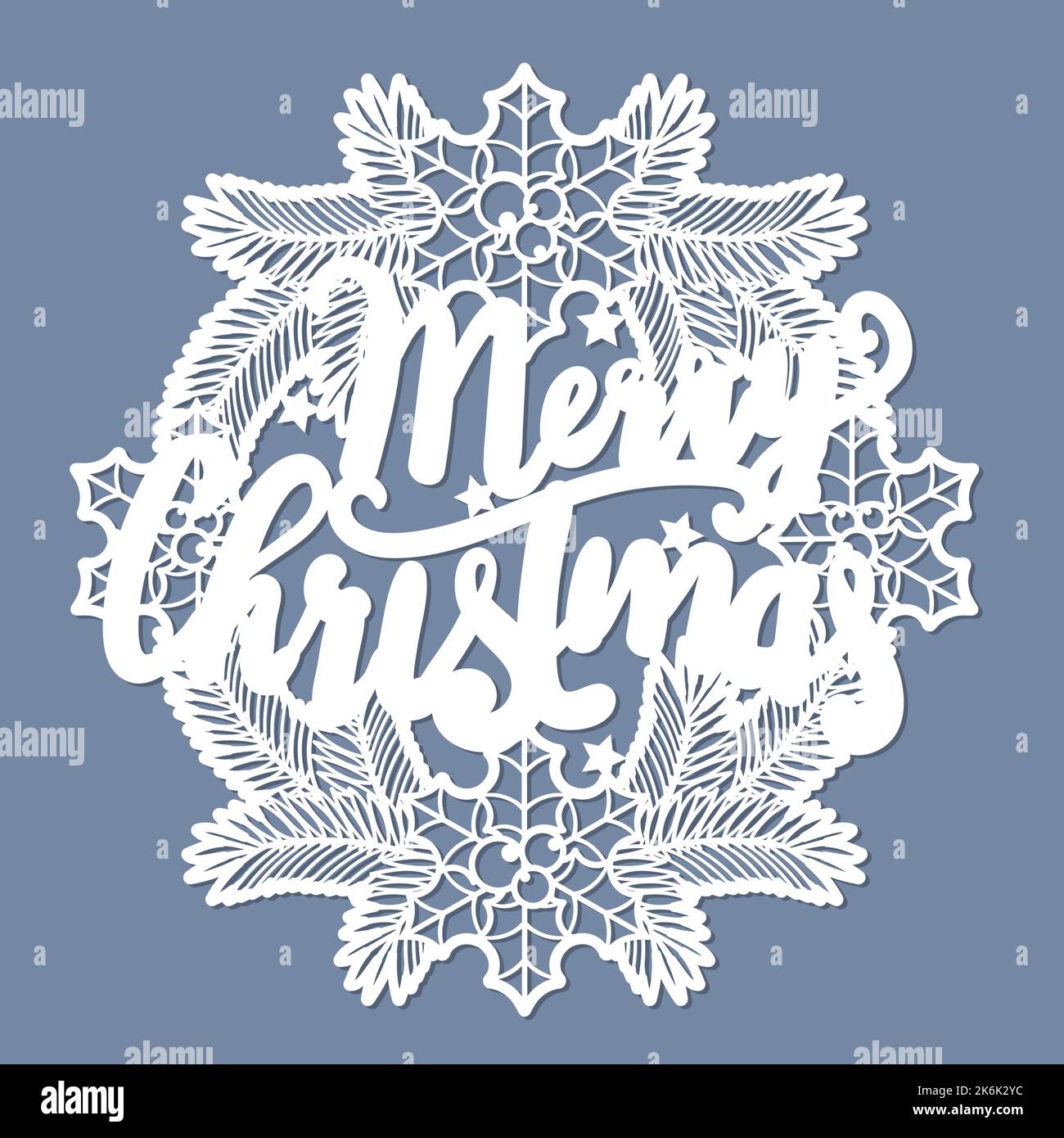 Decorative inscription Merry Christmas. Template for laser cutting ...