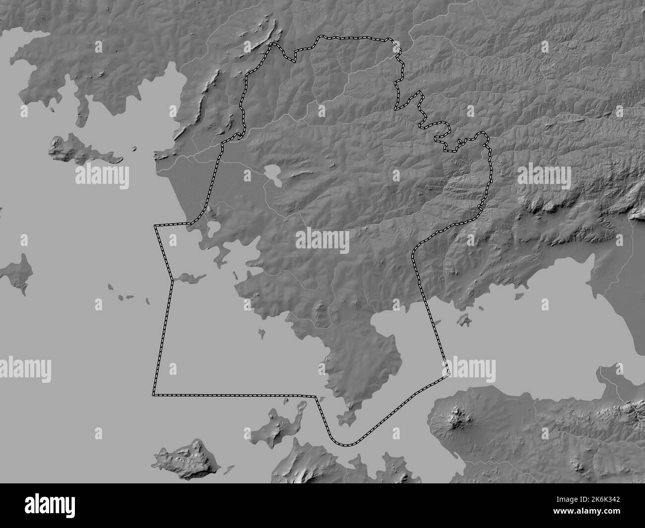Siaya, county of Kenya. Bilevel elevation map with lakes and rivers ...