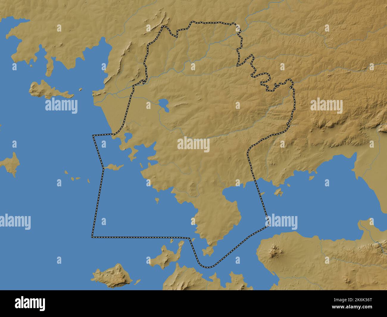 Siaya, county of Kenya. Colored elevation map with lakes and rivers ...